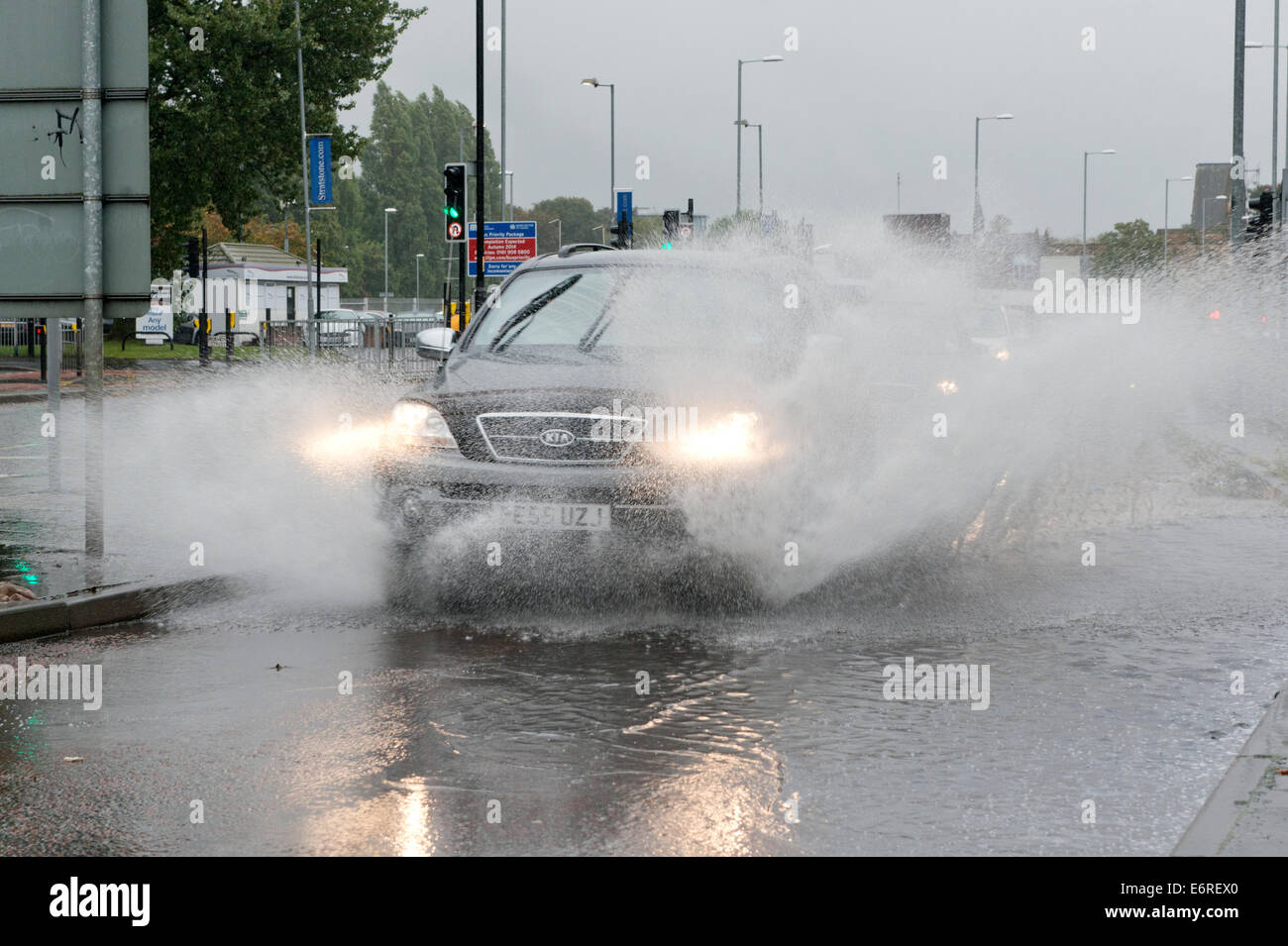 Manchester, UK. 29th August, 2014. Weather: Heavy rain during the early ...