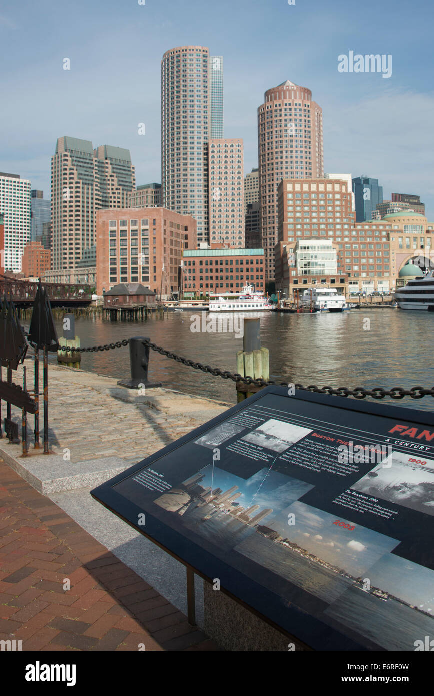 Massachusetts, Boston. Downtown city skyline and waterfront area view ...