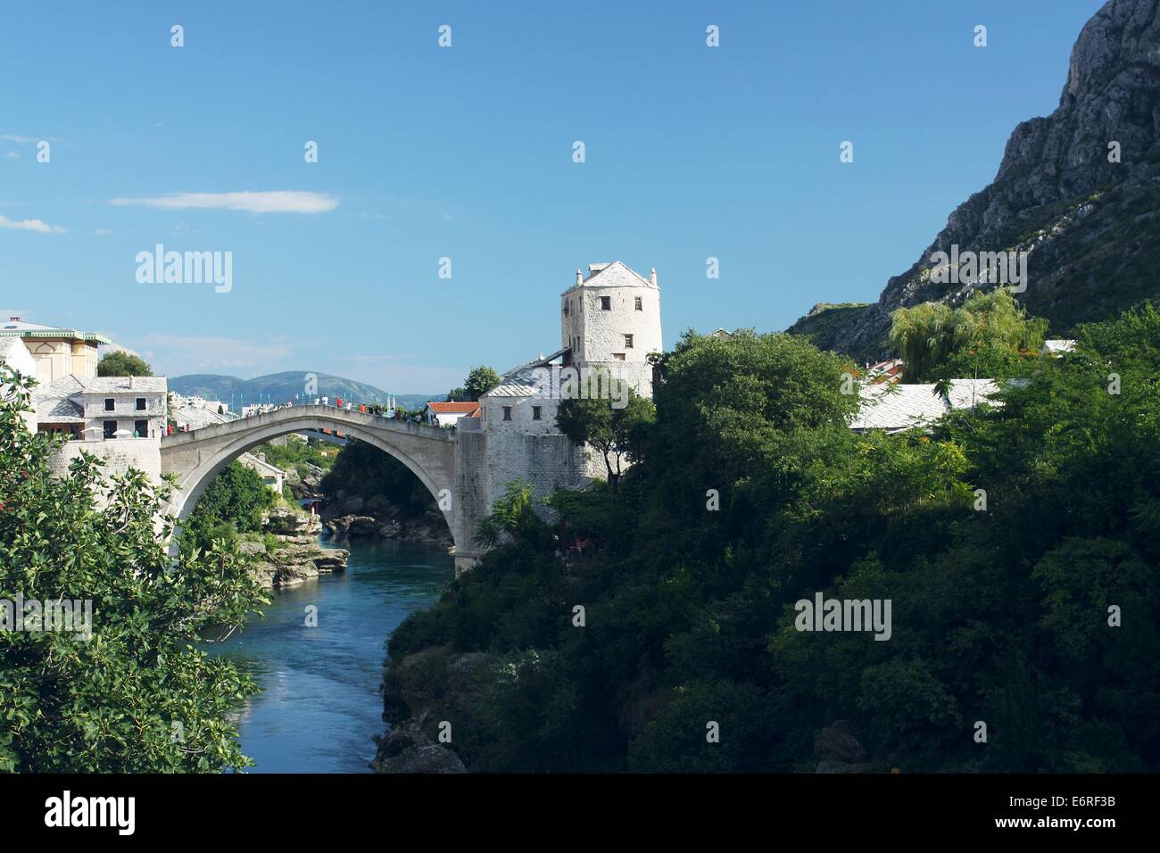 View of the Stari Most bridge in Mostar, Bosnia and Herzegovina on a ...