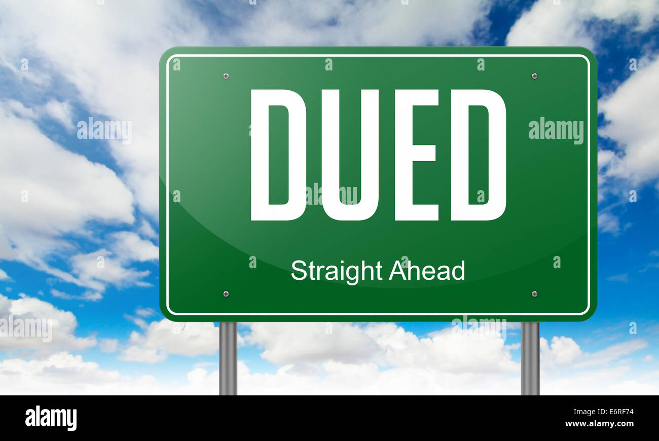 DueD on Highway Signpost Stock Photo - Alamy
