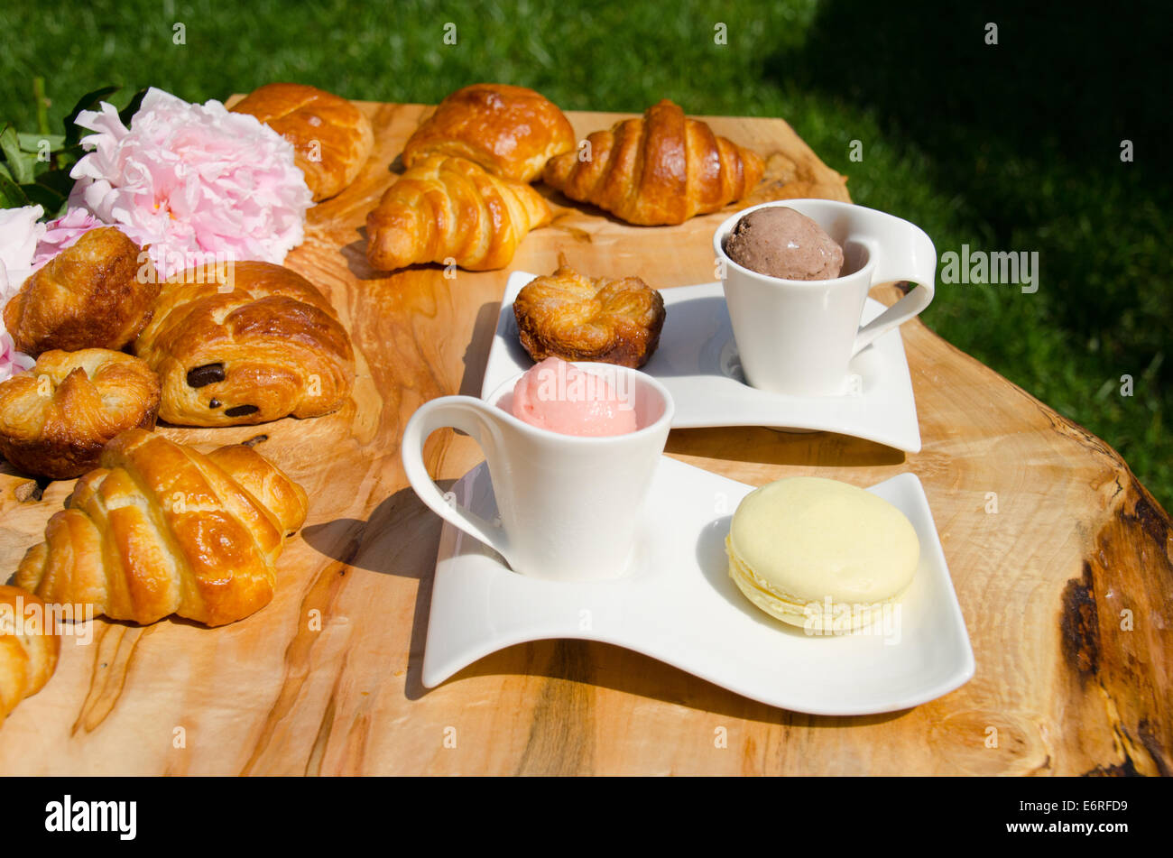 Desserts, croissants and pastry spread at a picnic Stock Photo - Alamy