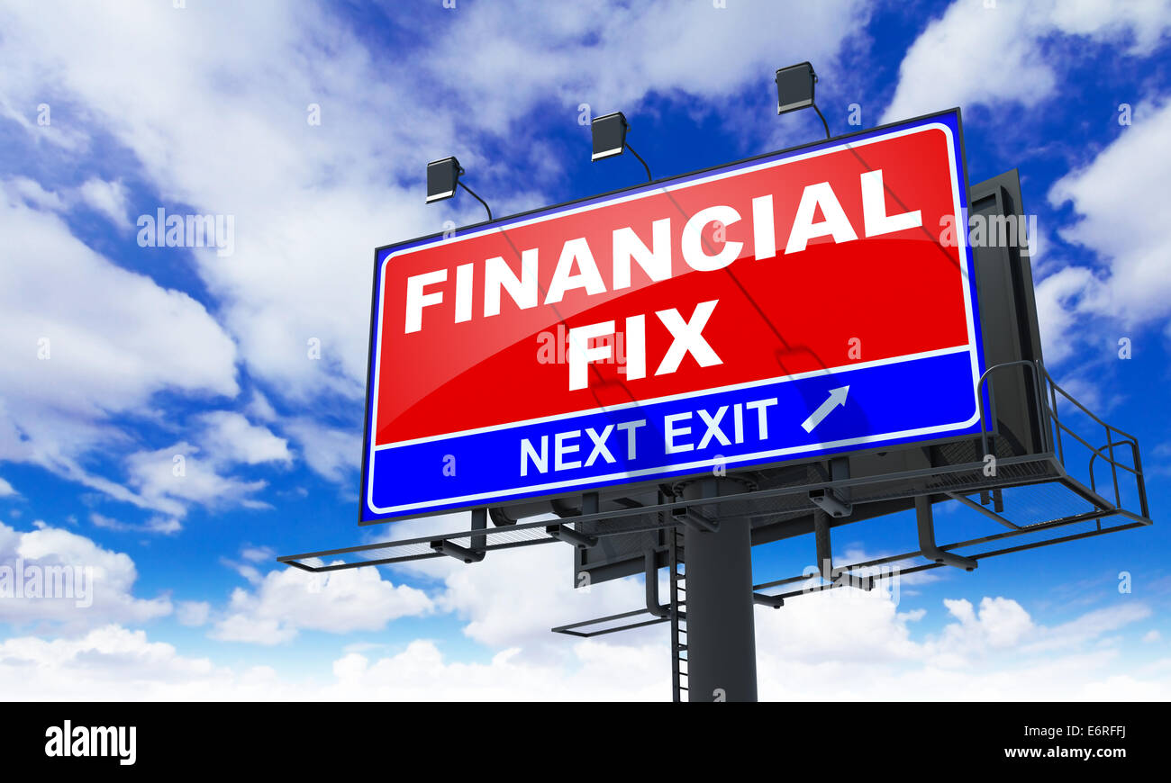 Financial Fix on Red Billboard Stock Photo - Alamy