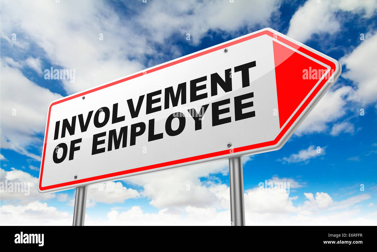 Involvement of Employee on Red Road Sign Stock Photo - Alamy