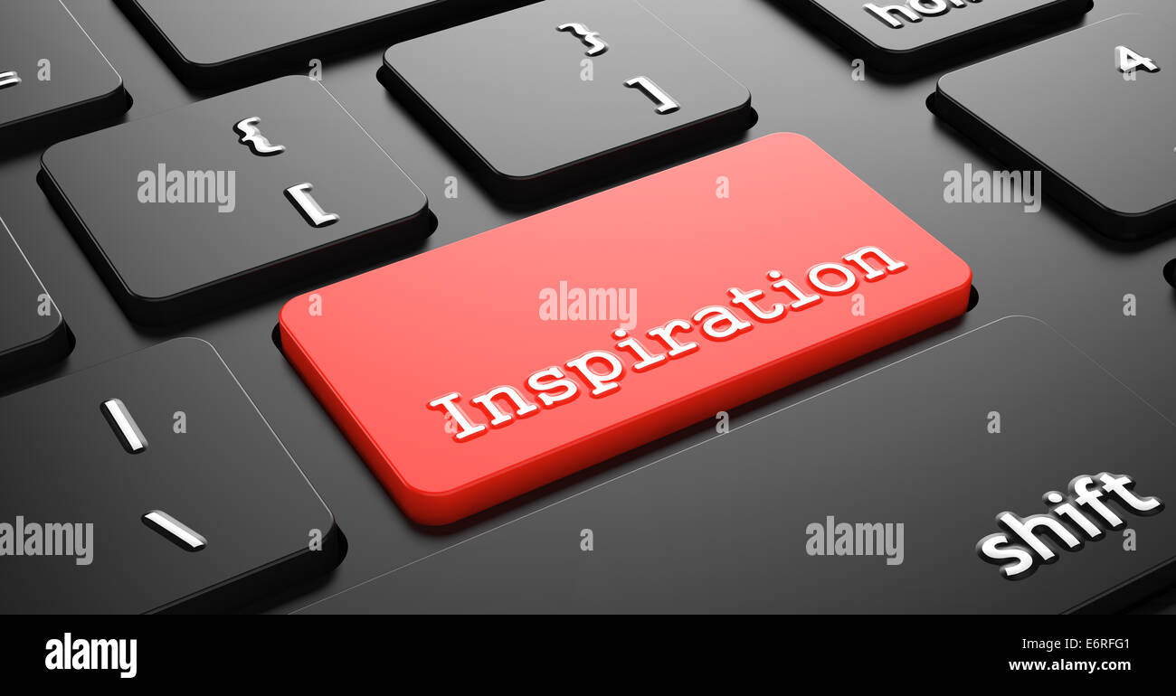 Inspiration on Red Keyboard Button Stock Photo - Alamy