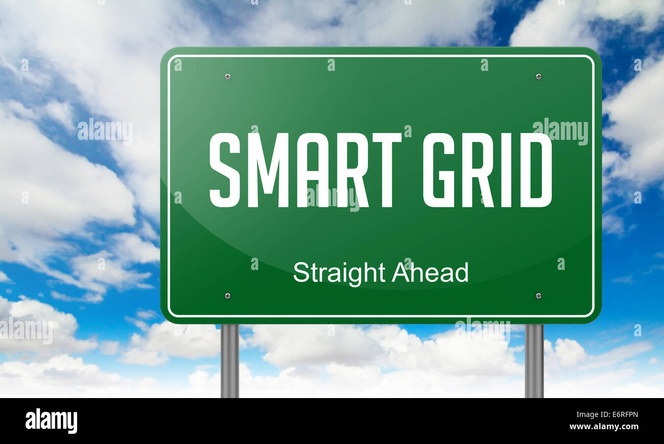 Smart Grid on Highway Signpost Stock Photo - Alamy