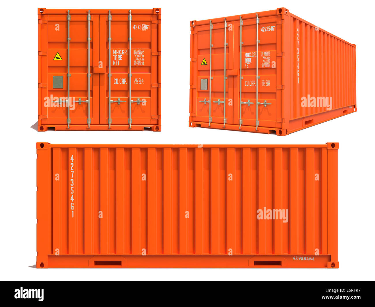 Orange Container in 3D Isolated on White Stock Photo - Alamy