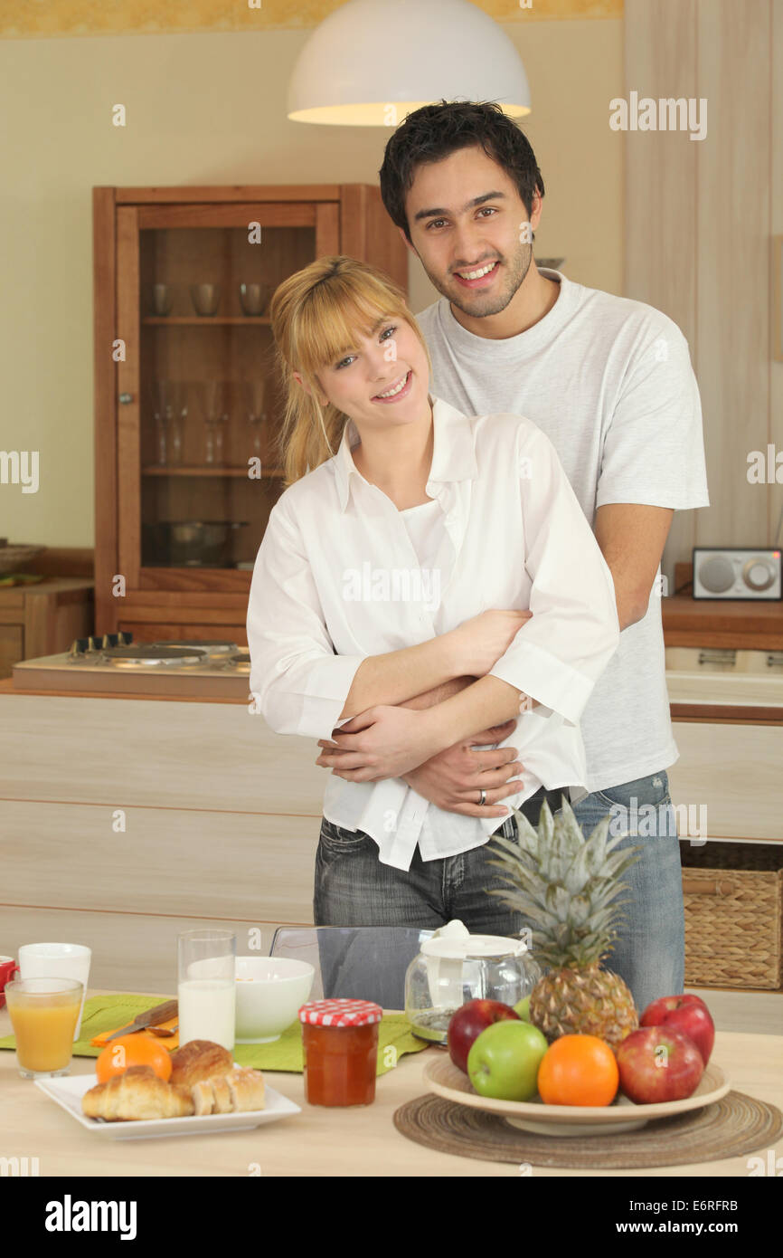 Couple ready for breakfast Stock Photo - Alamy