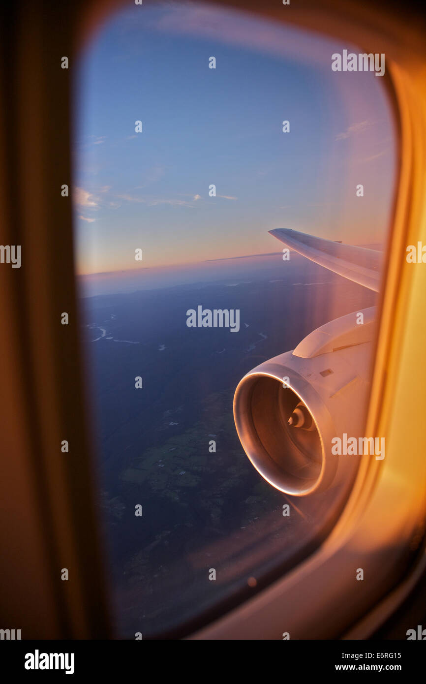 Airplane, looking over engine, Travel Stock Photo - Alamy