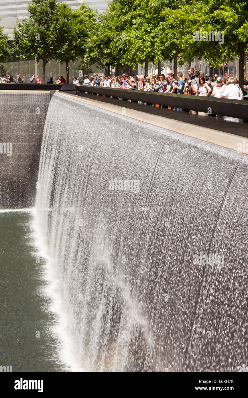 One of the two waterfalls at National September 11 Memorial, World ...