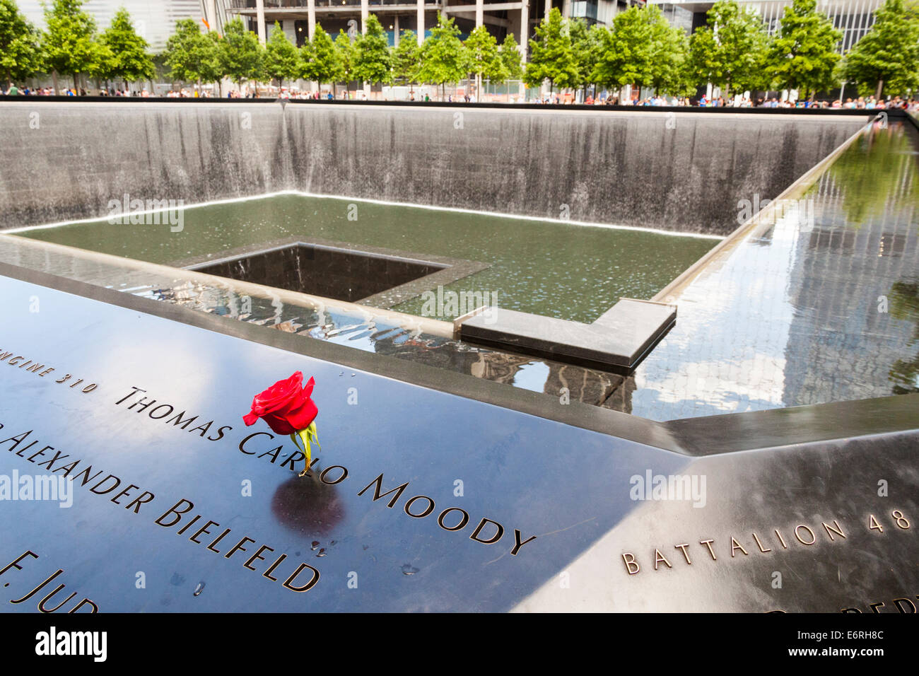 One of the two waterfalls at National September 11 Memorial, World ...