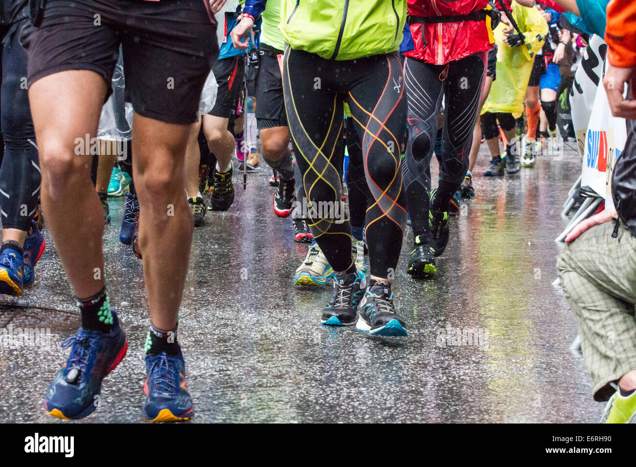 Chamonix, Mont Blanc, France. 29th Aug, 2014. The UTMB started in the ...