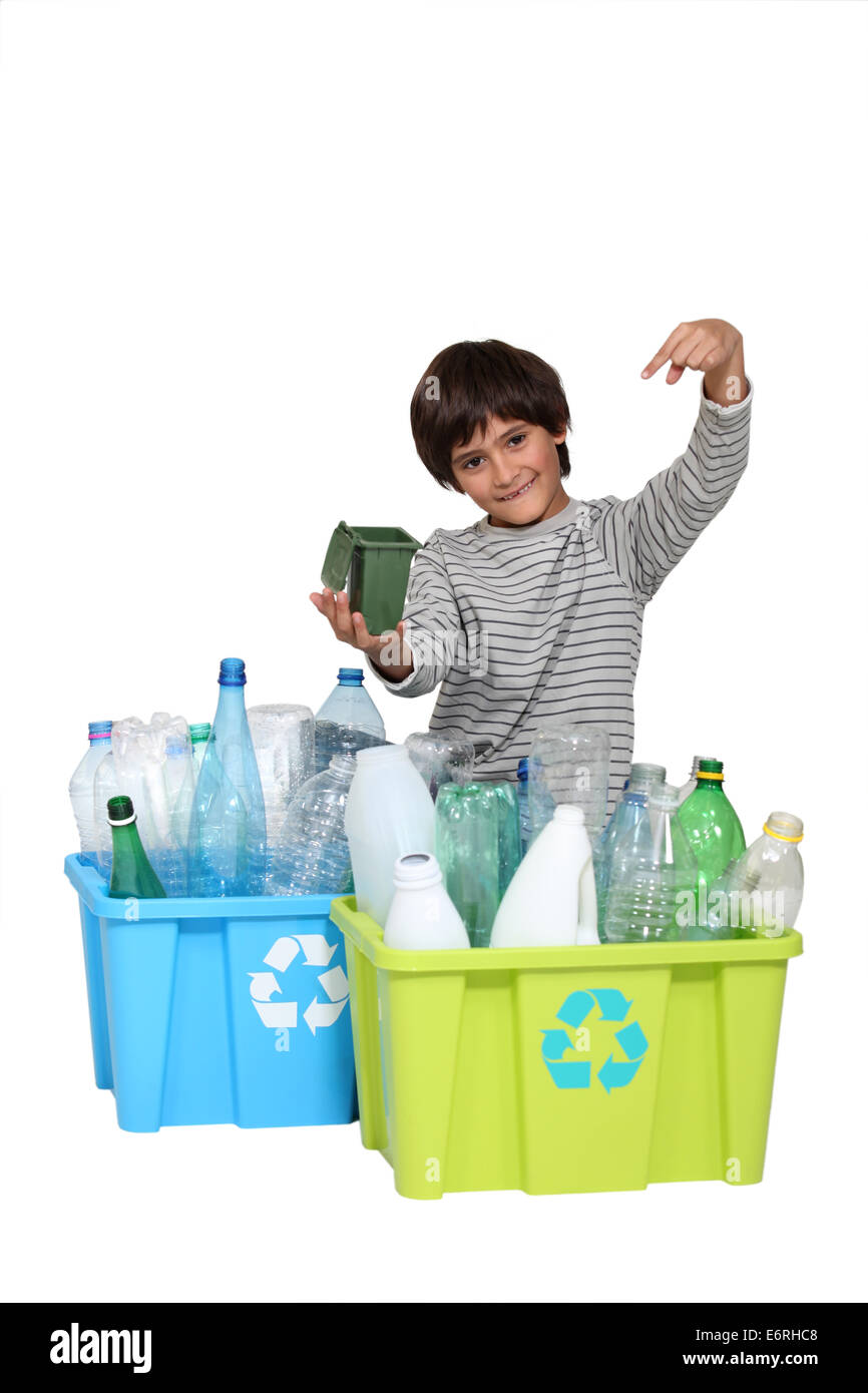 A kid promoting recycling Stock Photo - Alamy