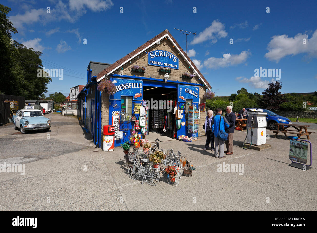 Tourists at Aidensfield Garage in Goathland, North Yorkshire, North ...