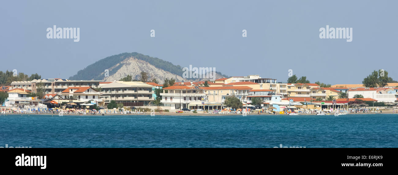 LAGANAS, GREECE - OCTOBER 1 : A panoramic view of the coast of Laganas ...