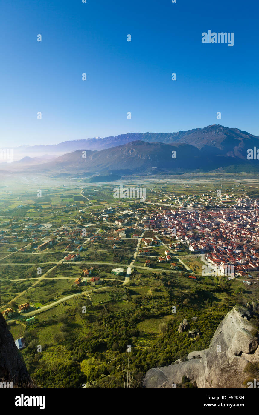 The Kalabaka town in Meteora mountains, Greece Stock Photo - Alamy