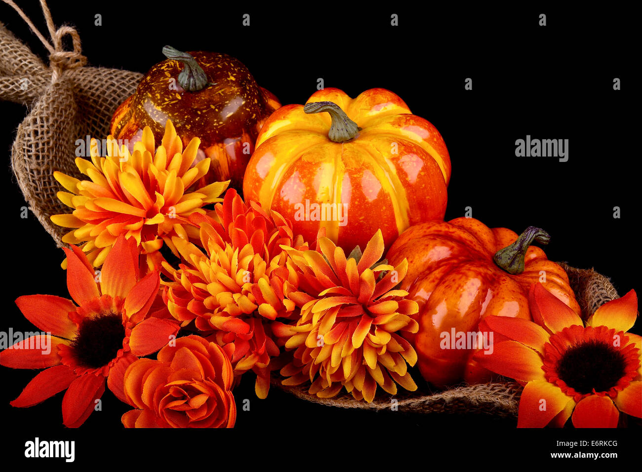 Cornucopia Thanksgiving decoration,black background Stock Photo - Alamy