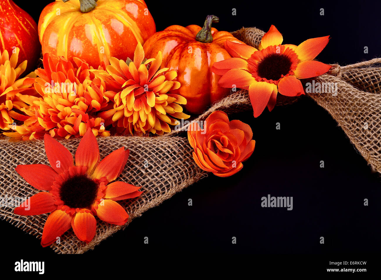 Cornucopia Thanksgiving decoration,black background Stock Photo - Alamy