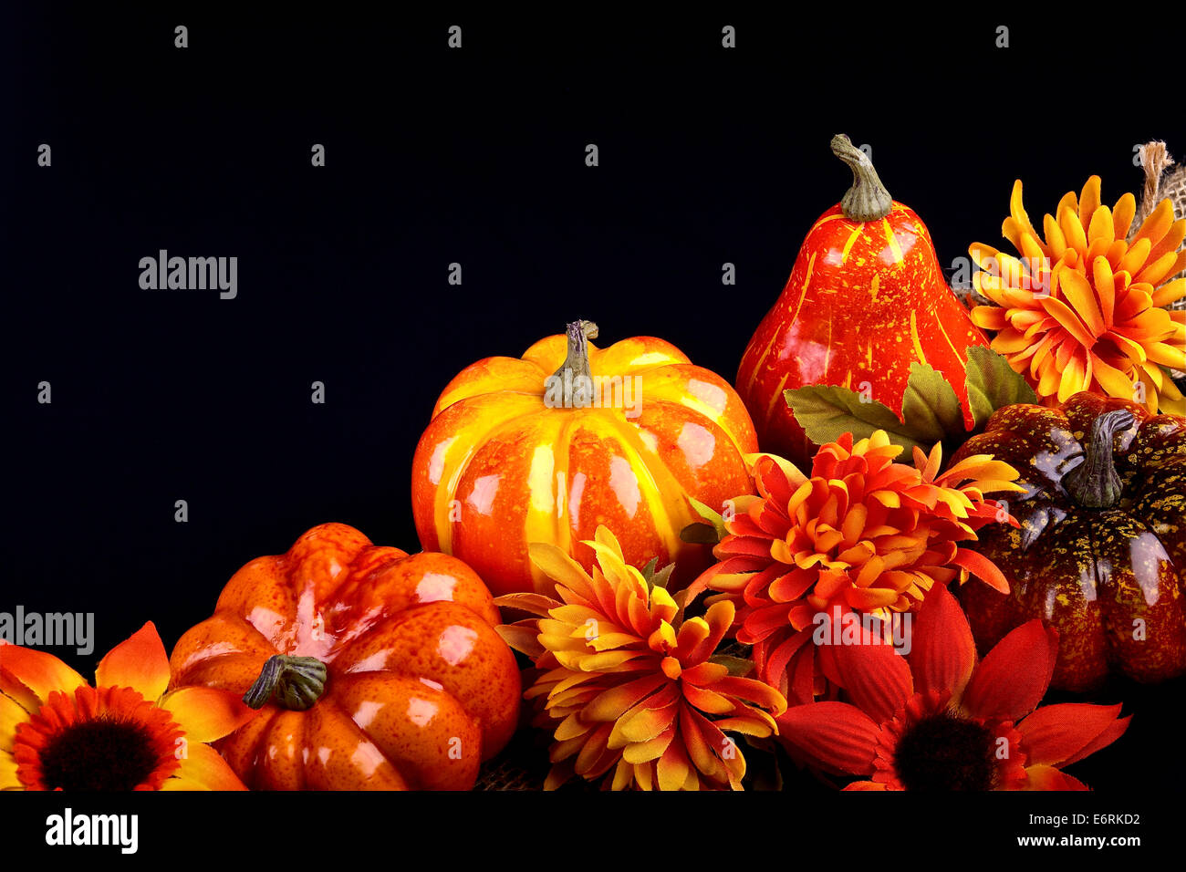 Cornucopia Thanksgiving decoration,black background Stock Photo - Alamy