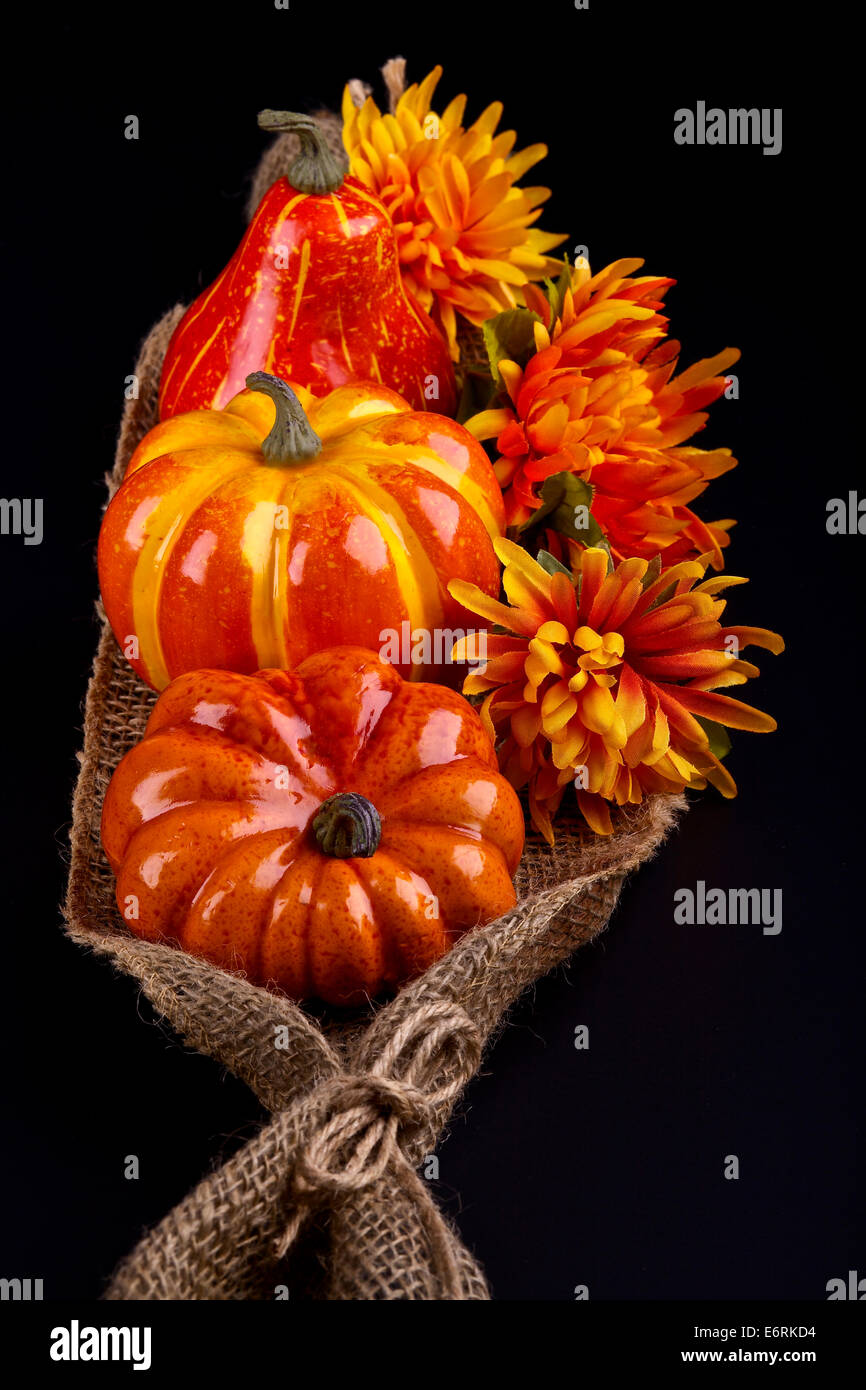 Cornucopia Thanksgiving decoration,black background Stock Photo - Alamy