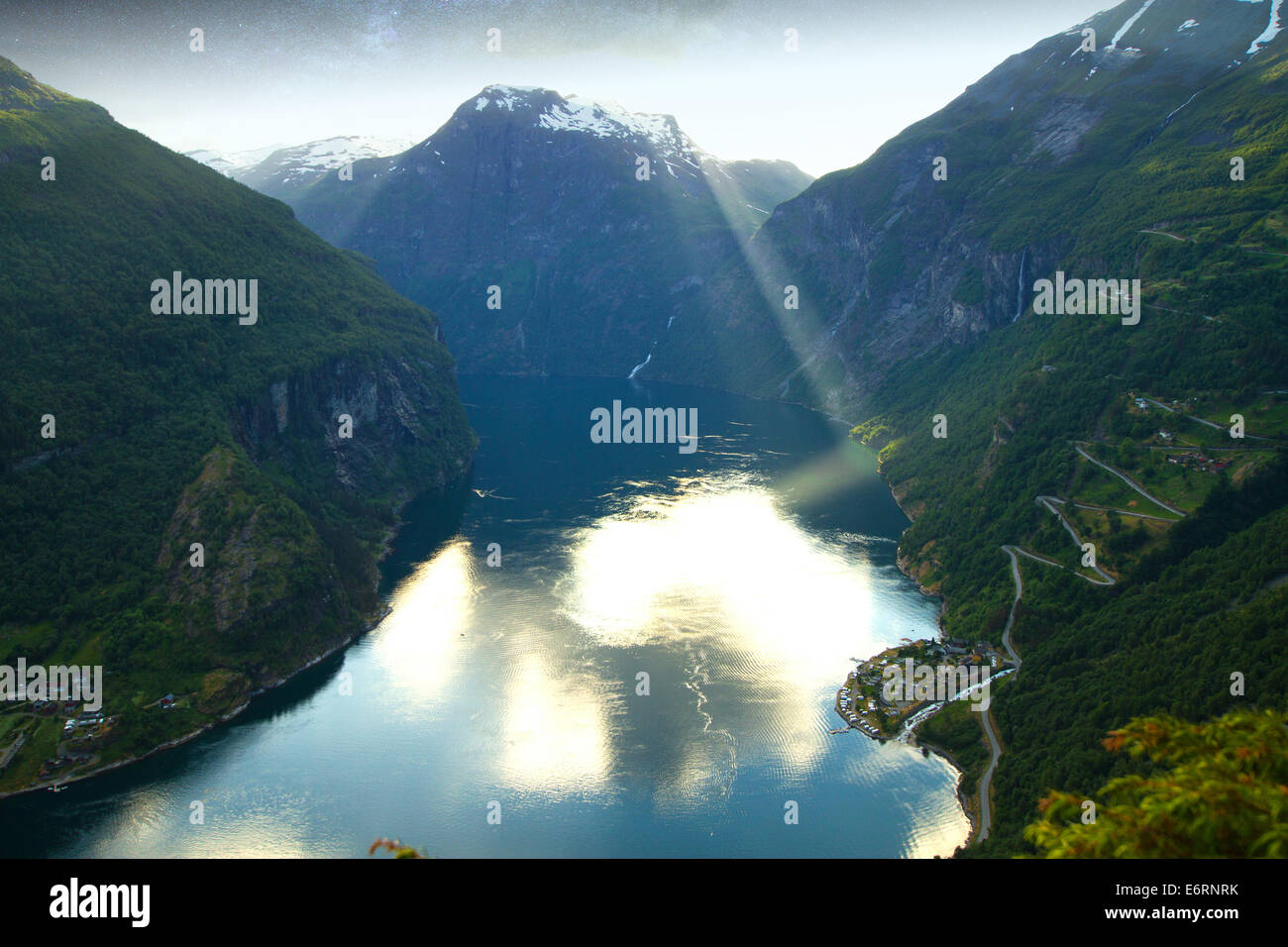 Geiranger fjord night landscape hi-res stock photography and images - Alamy