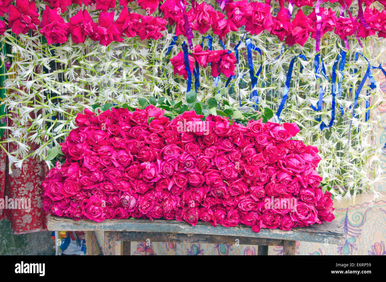 colorful flowers background in asia market Stock Photo - Alamy