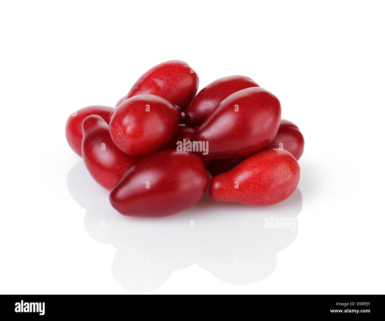 ripe cornel berries, isolated on white background Stock Photo - Alamy