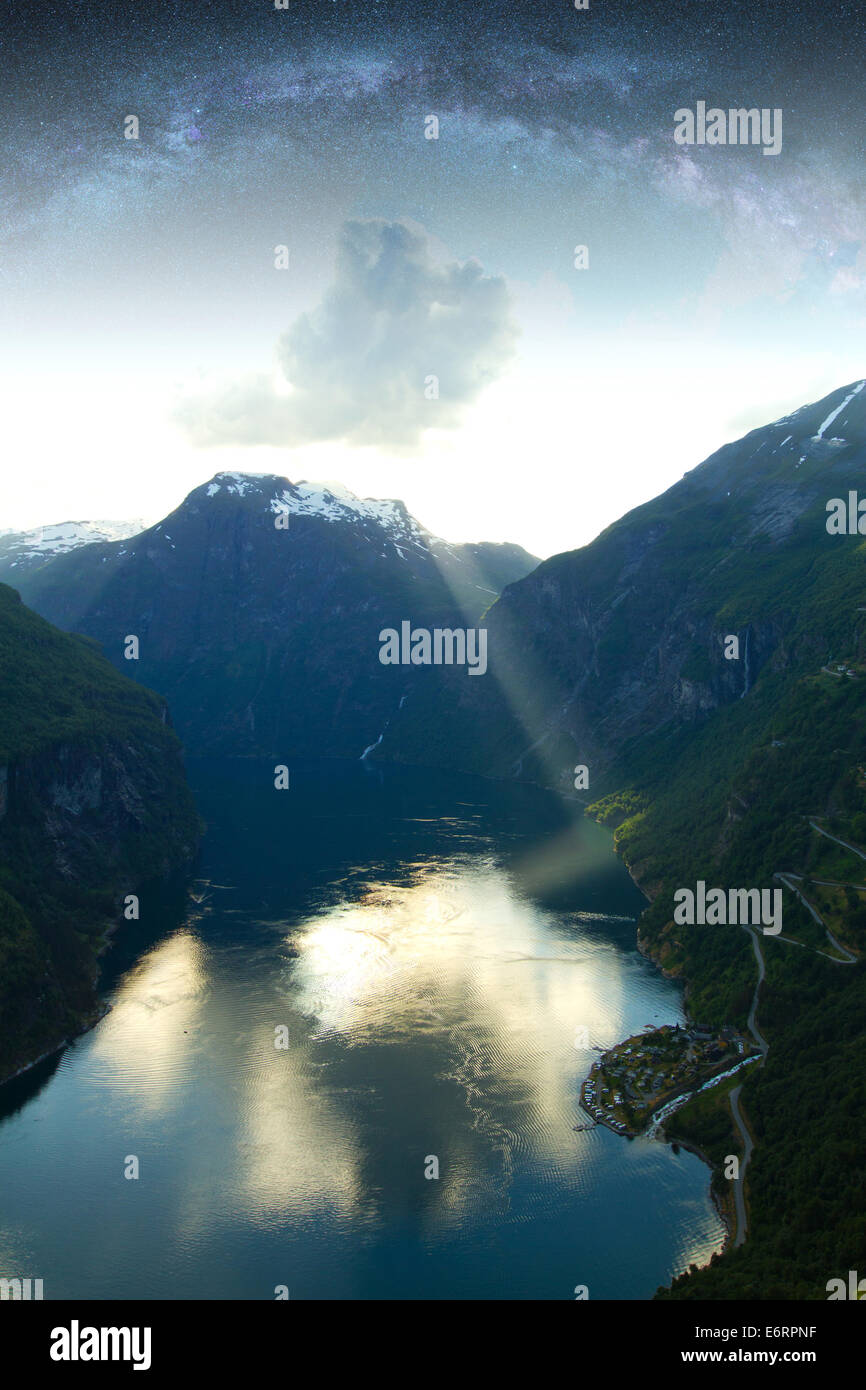 Night fjord in the most beautiful place on Earth Stock Photo - Alamy