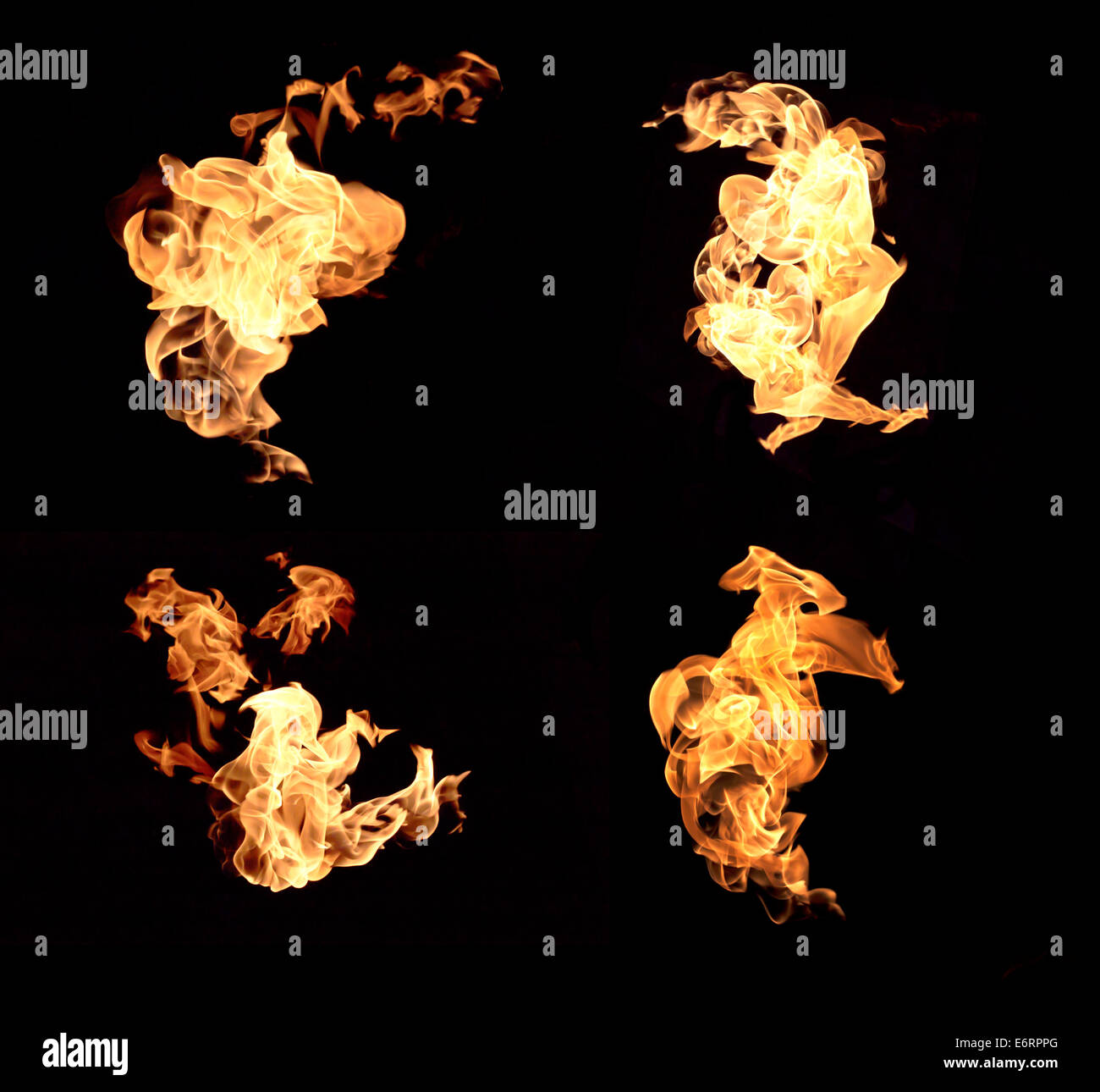 Red fire flames isolated on black background Stock Photo - Alamy