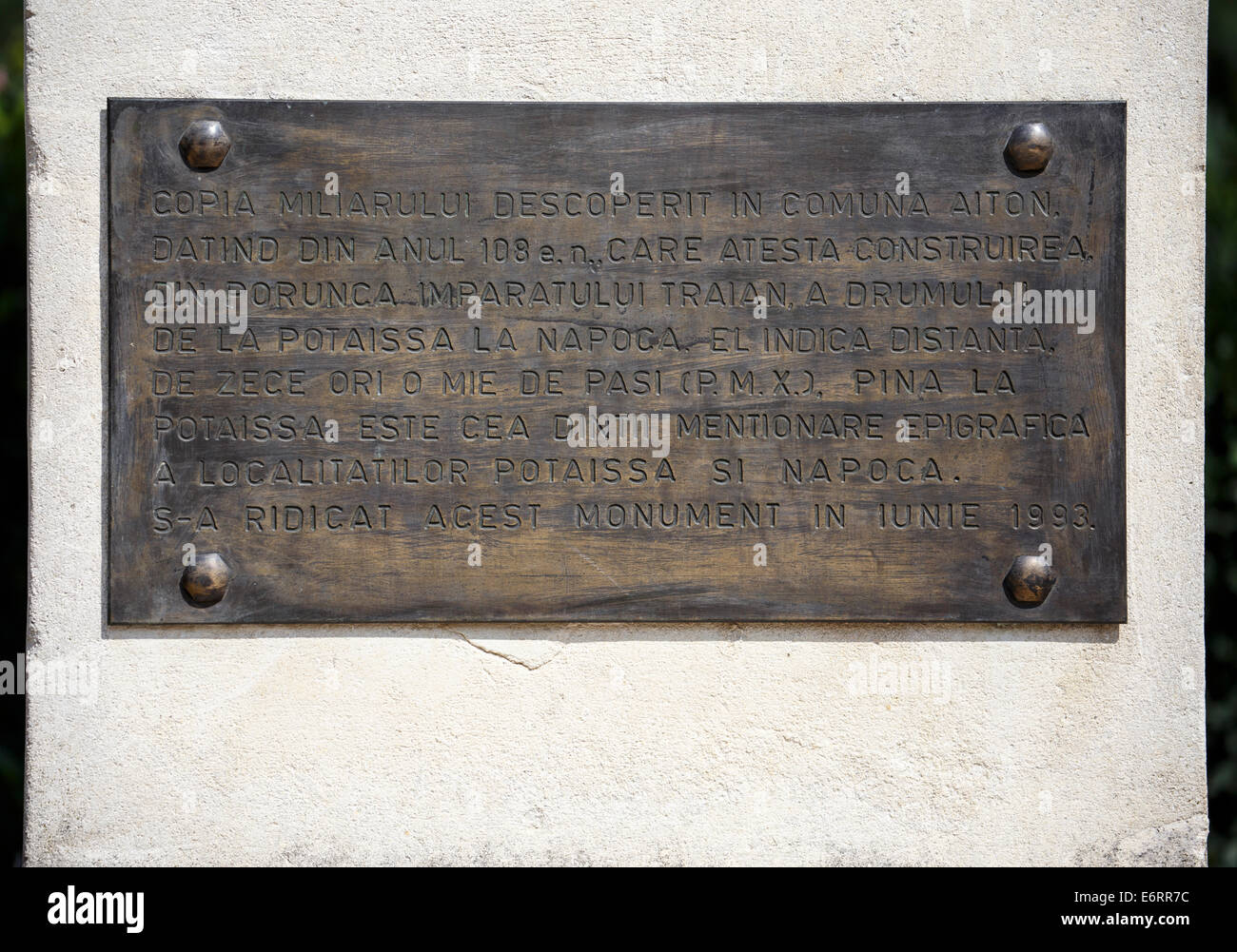 Translated inscription on the Roman Miliarium (milestone) dedicated to ...
