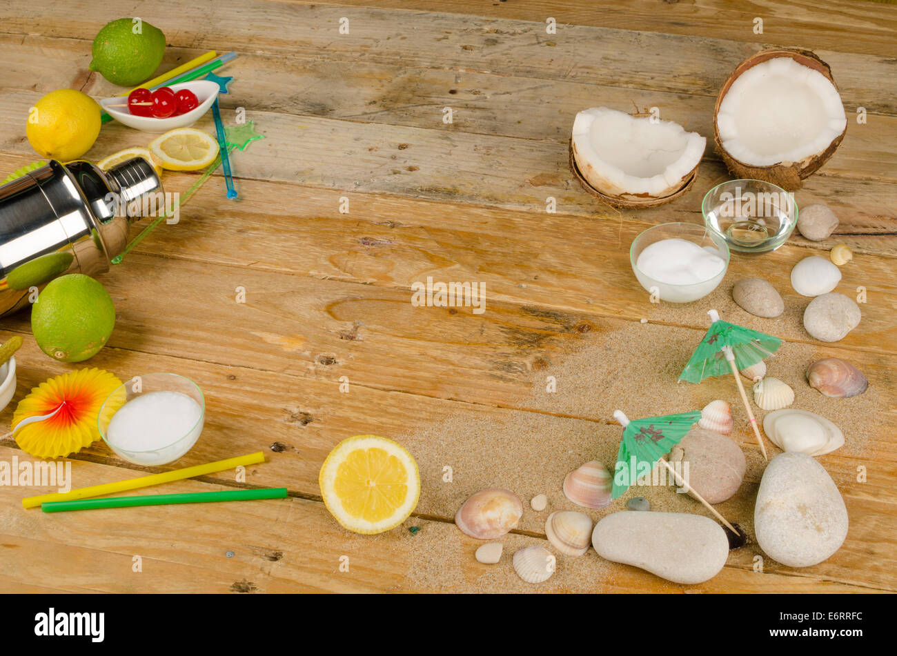 Summer party table with cocktail accessories and garnish Stock Photo ...