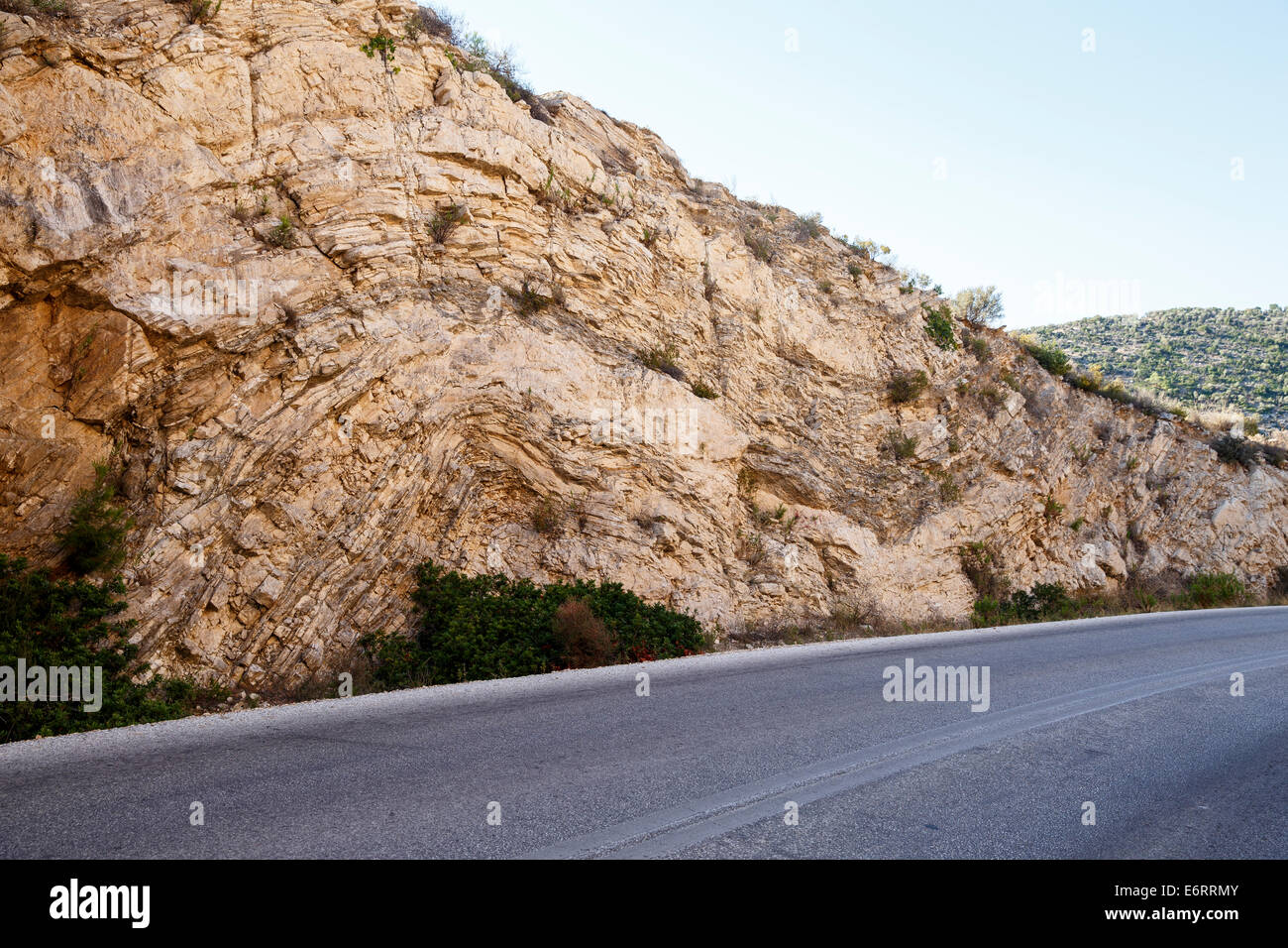 Folded marble at a road cut along the Thasos ring-road Stock Photo - Alamy