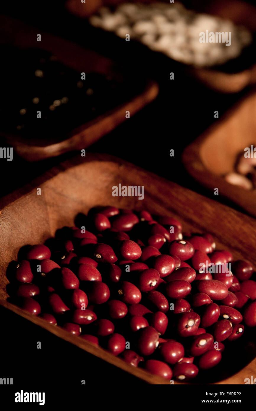 Coloured beans on black background Stock Photo - Alamy