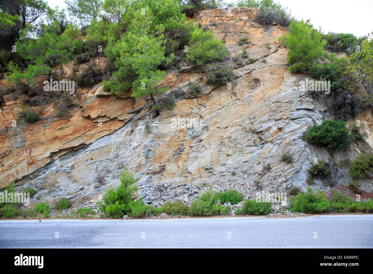 Isoclinal fold at the contact of dolomitic marble and gneis Stock Photo ...