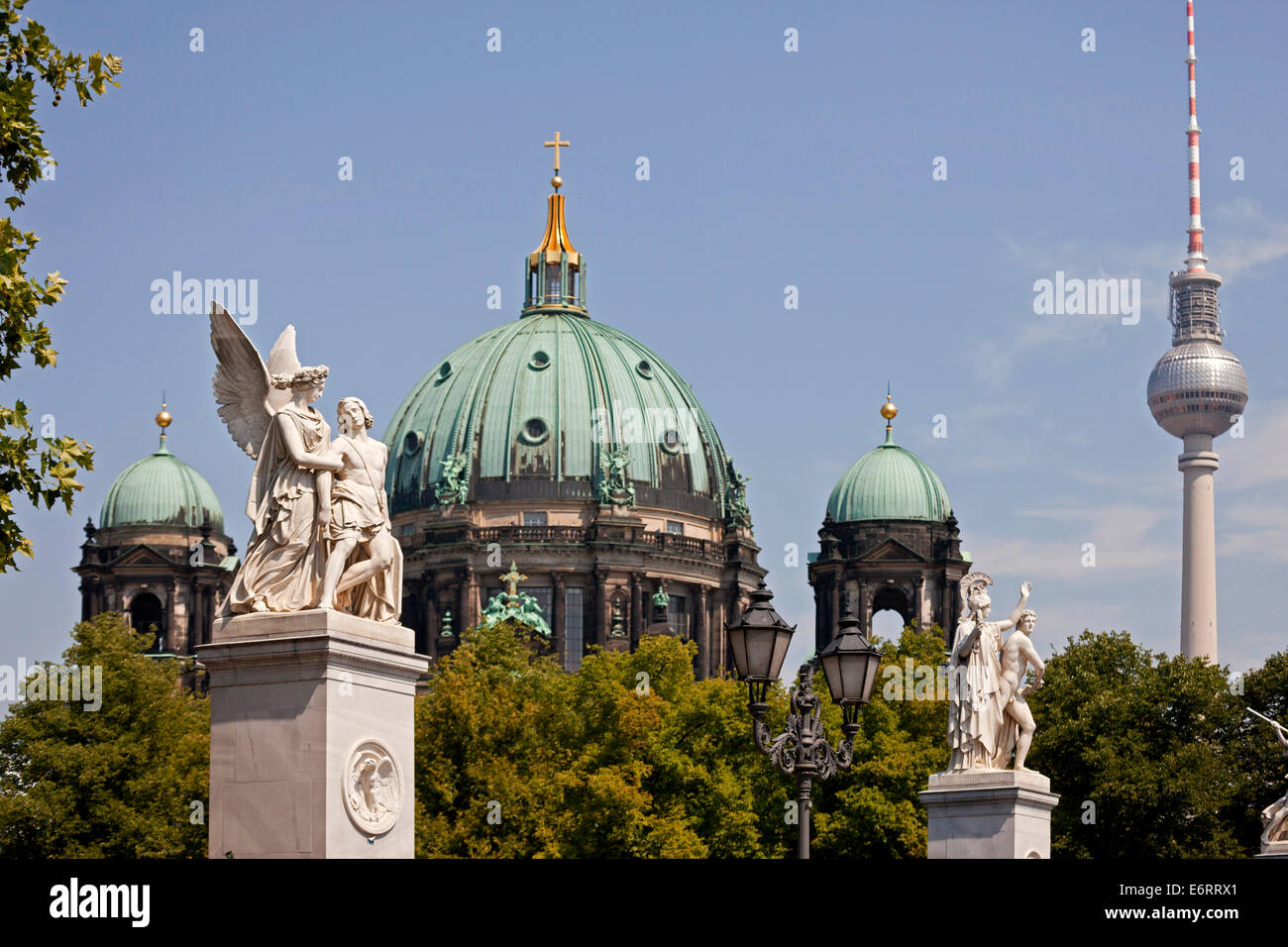 marble statues of the Schloßbrücke / Palace Bridge and the Berlin ...