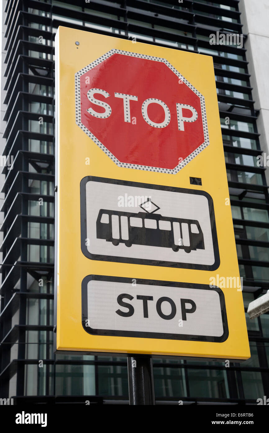 Metrolink Tram Stop Sign, Manchester, Englan, UK Stock Photo - Alamy