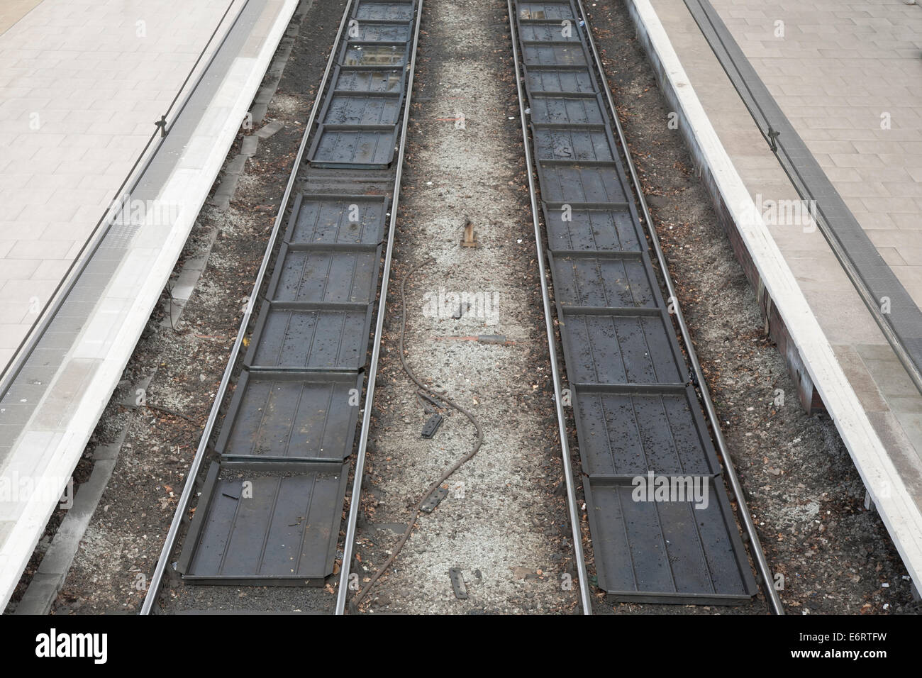 Two Railway Tracks and Station Platform Stock Photo - Alamy
