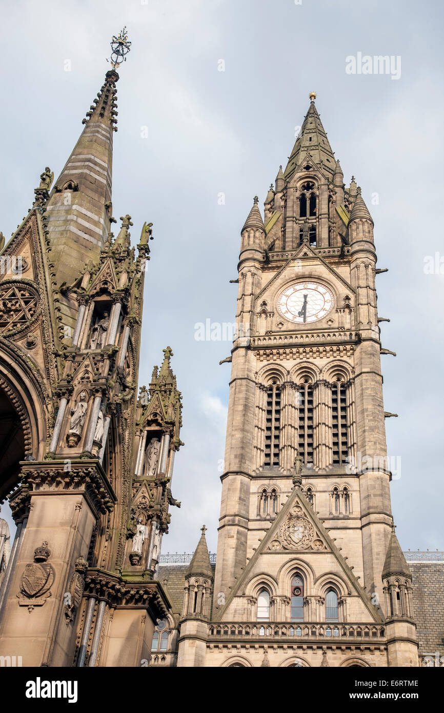 Albert Memorial by Noble (1867) and Town Hall, Albert Square ...