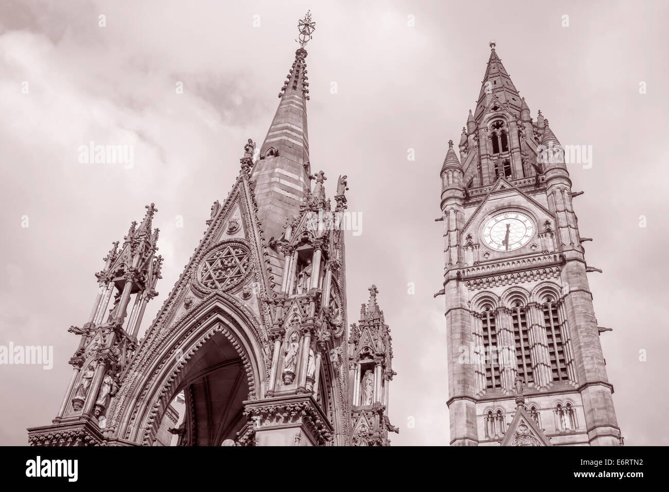 Albert Memorial by Noble (1867) and Town Hall, Albert Square ...