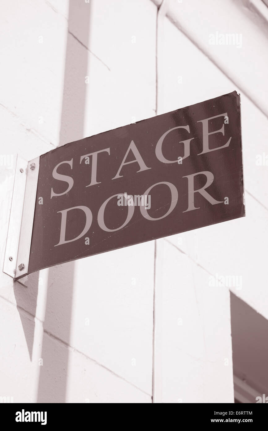 Stage Door Sign in Black and White Sepia Tone Stock Photo - Alamy