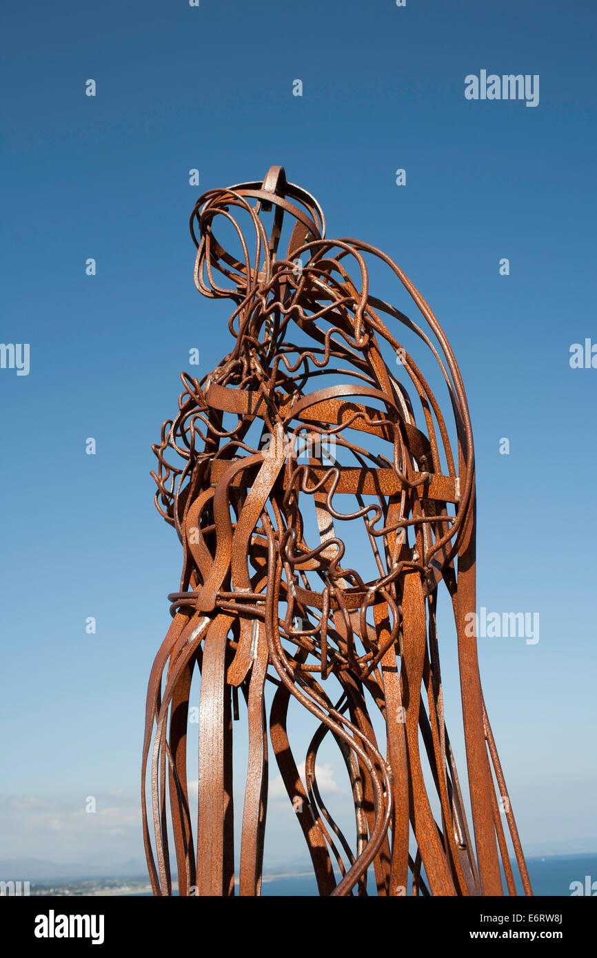 The Iron Man of Llanbedrog that overlooks the coast line of the Llyn ...
