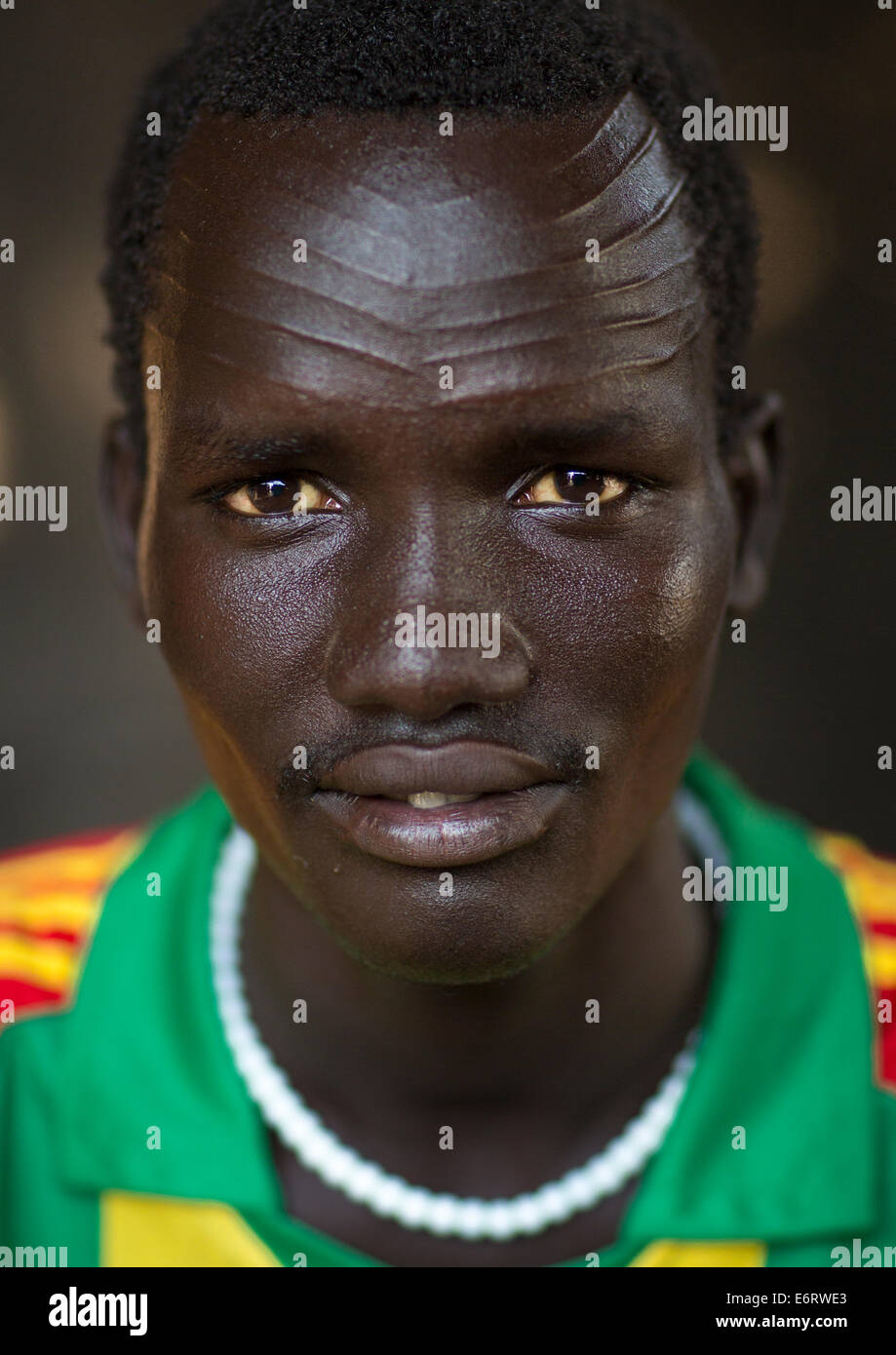 Nuer Tribe Man With Gaar Facial Markings, Gambela, Ethiopia Stock Photo ...