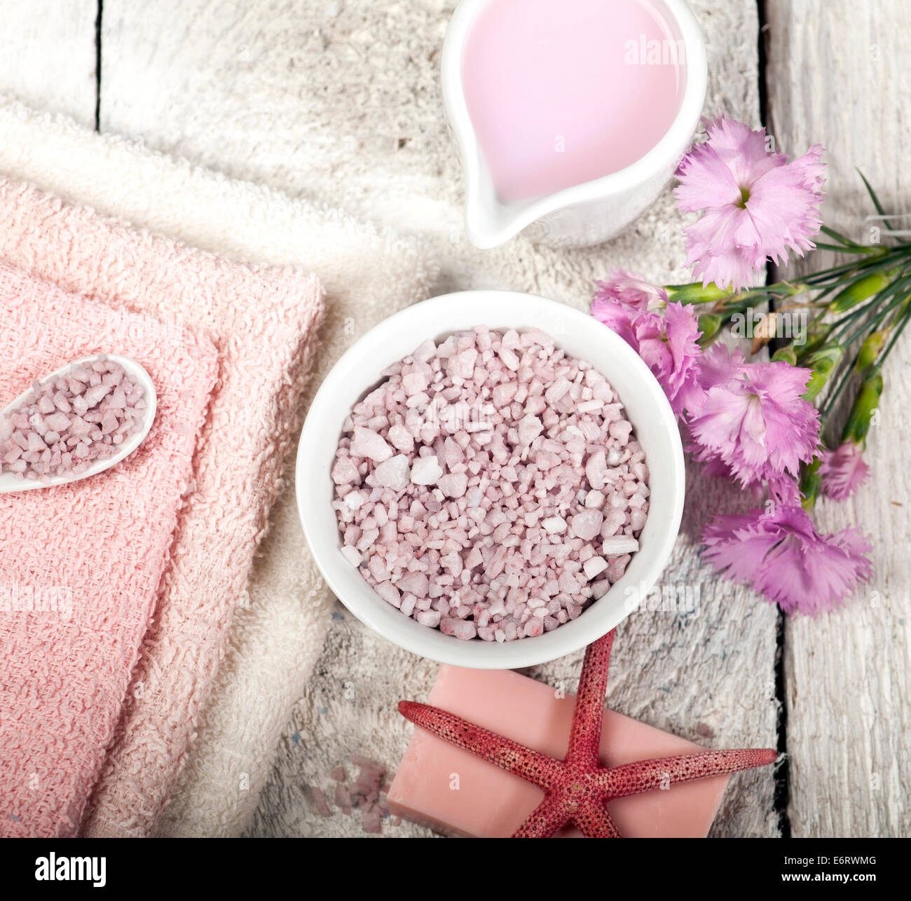 Spa background in the range of pink and white Stock Photo - Alamy