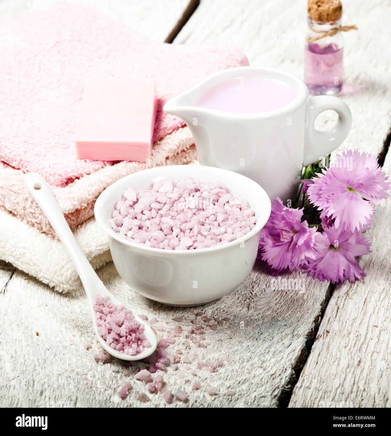 Spa background in the range of pink and white Stock Photo - Alamy