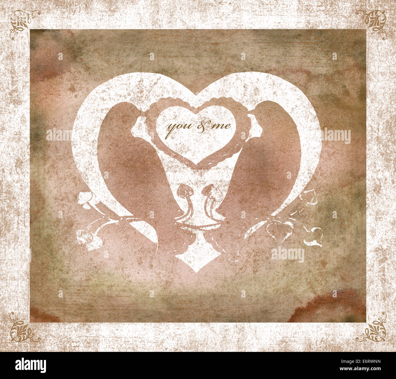 two birds give heart each other, valentine's illustration Stock Photo ...