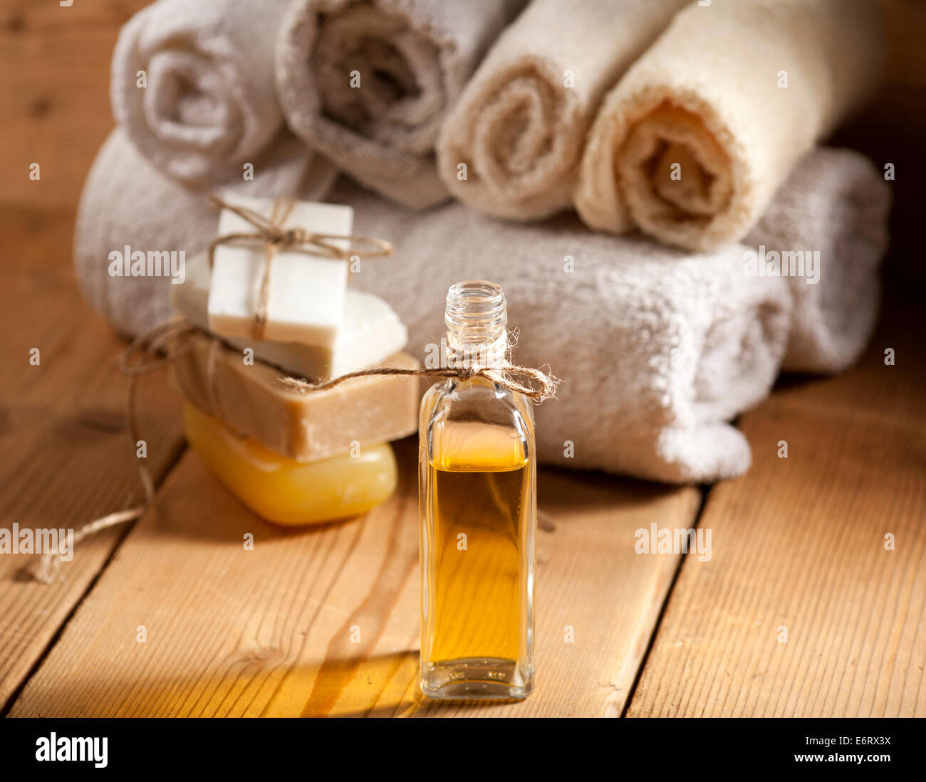 Spa background in the range of brown and yellow Stock Photo - Alamy