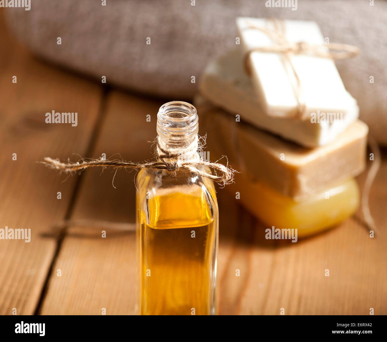 Spa background in the range of brown and yellow Stock Photo - Alamy