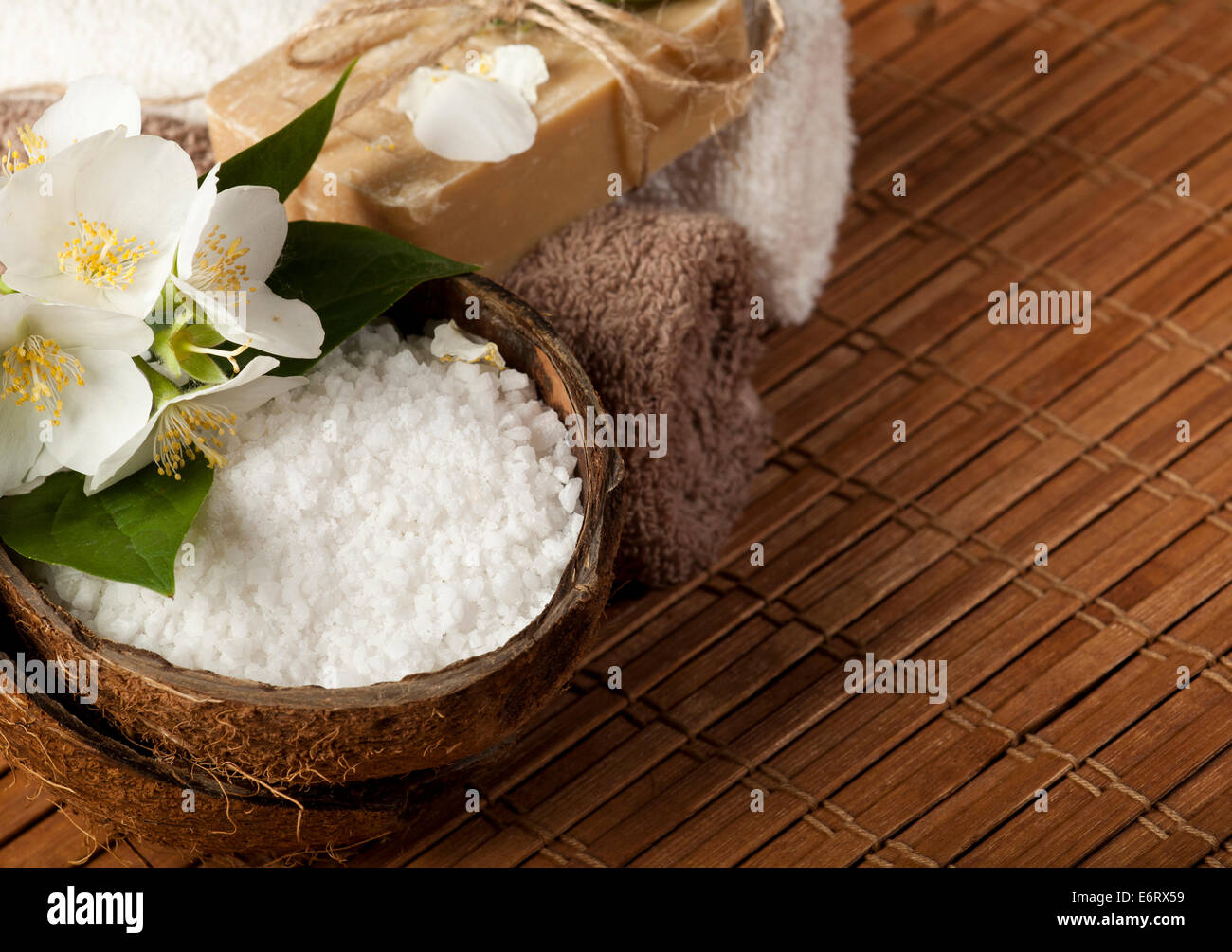 Spa background in the range of brown and white Stock Photo - Alamy