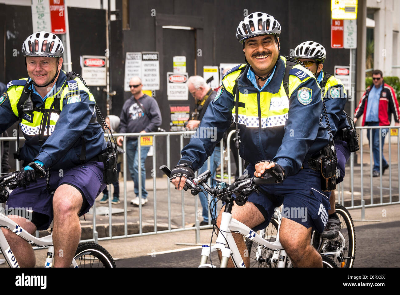 Police on Mountain Bikes parade down Macquarie Street, Parramatta to ...