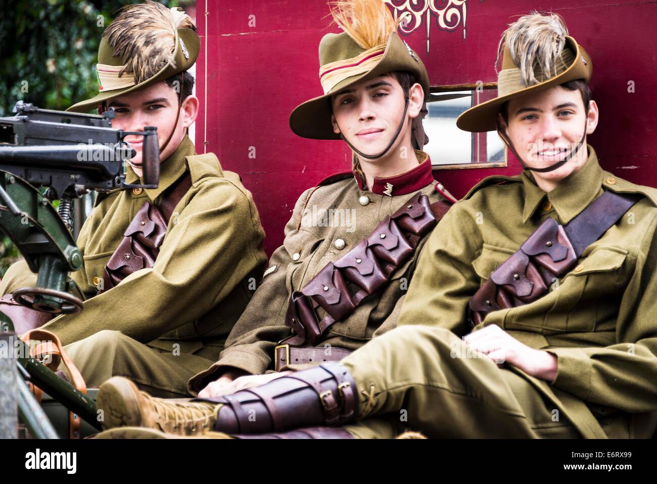 Cadets in historic uniforms of 1st Light Horse in a Motorise Machine ...