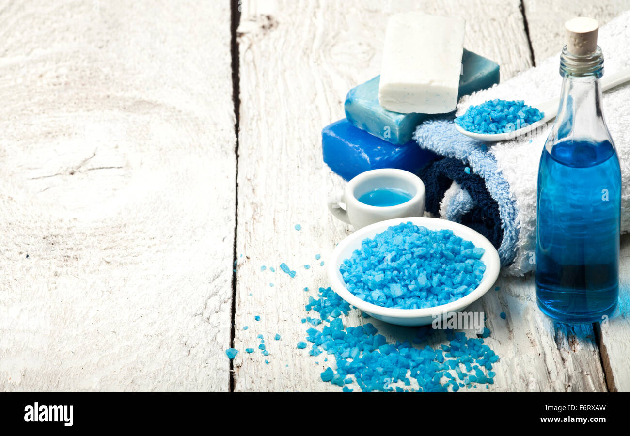 Spa background in the range of blue and white Stock Photo - Alamy